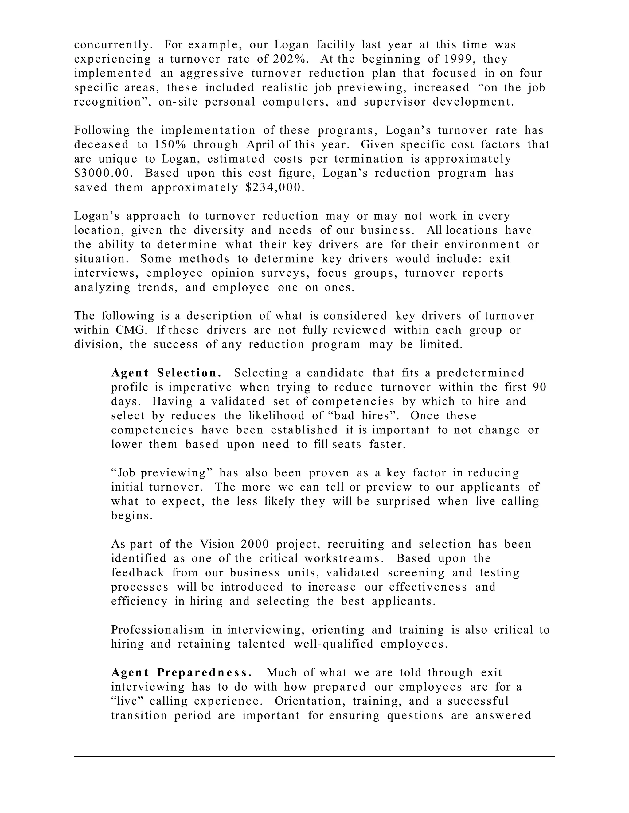 Turnover Reduction Plan Model.1 | DOC