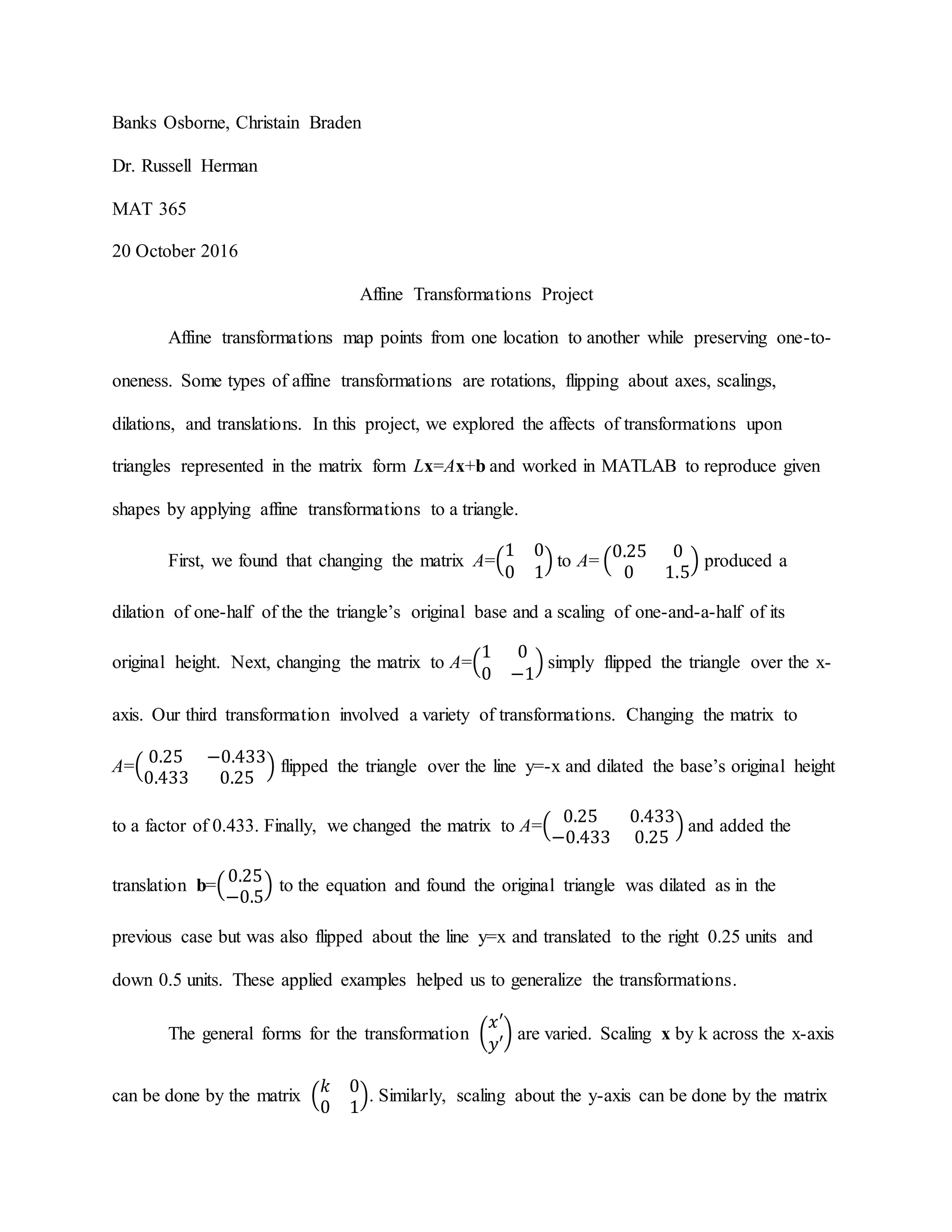 MAT365AffineTransformations | PDF