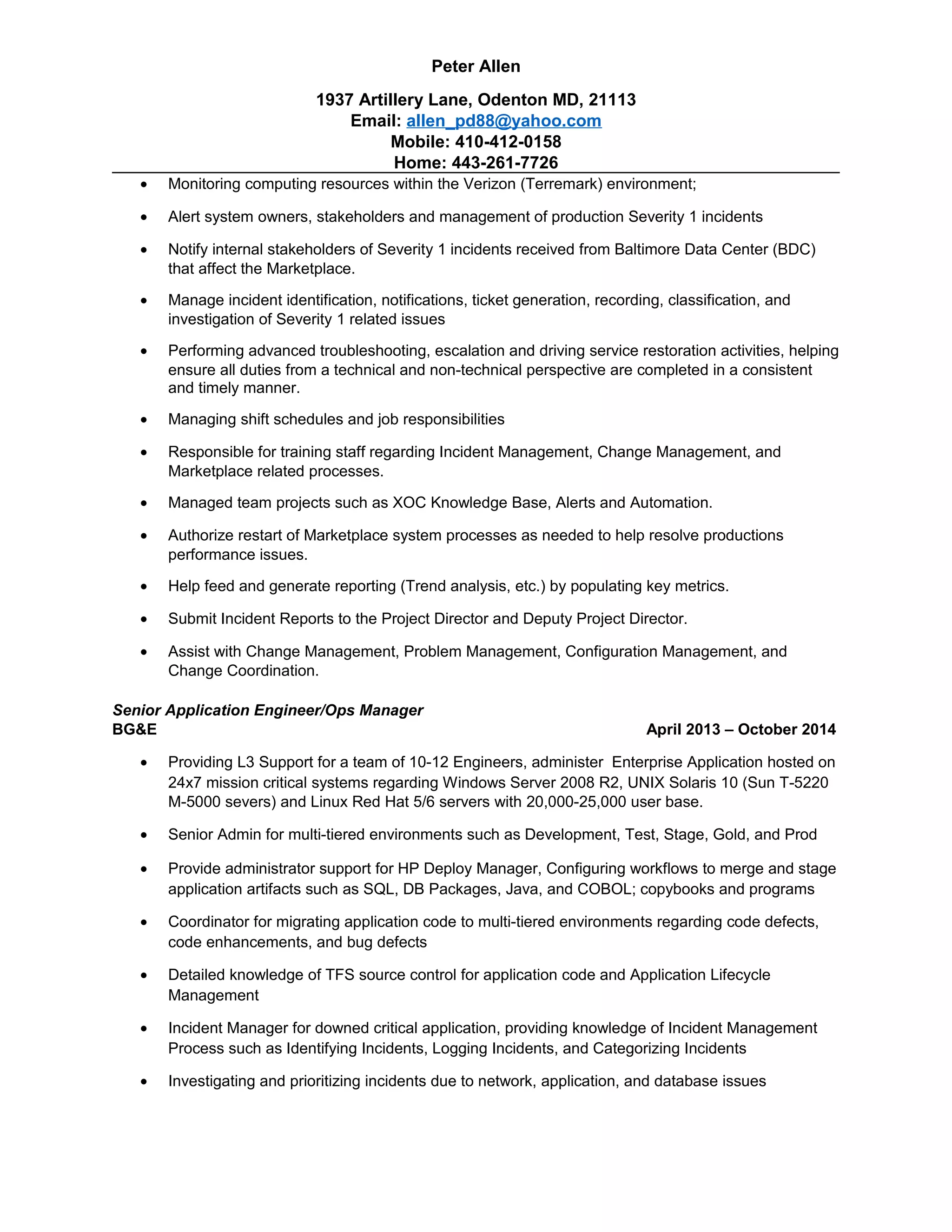 Peter Allen Resume | DOC