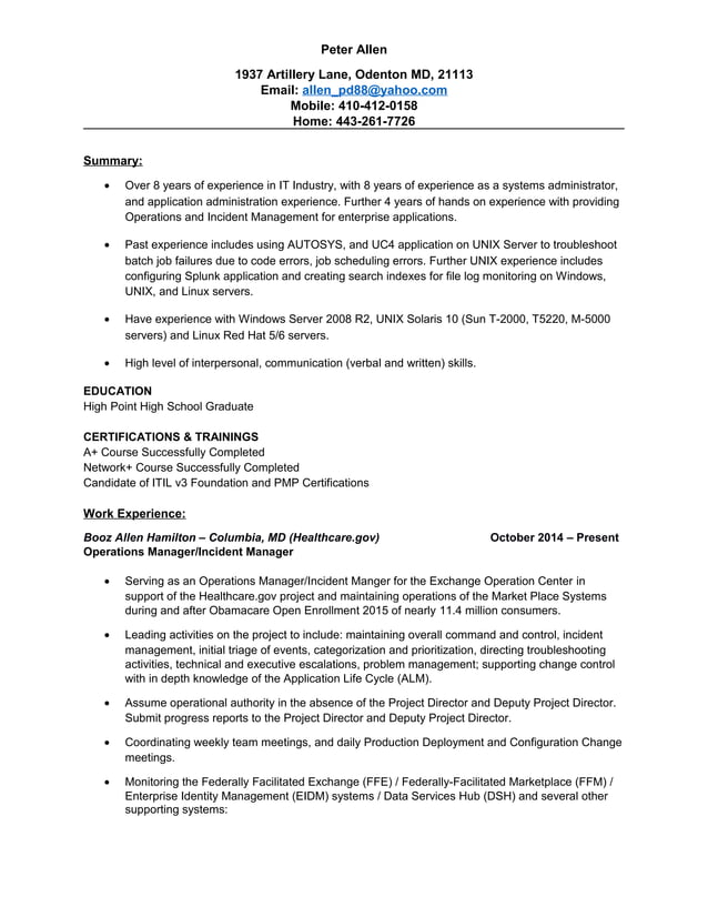 Peter Allen Resume | DOC