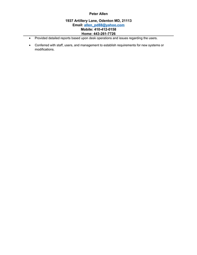 Peter Allen Resume | DOC