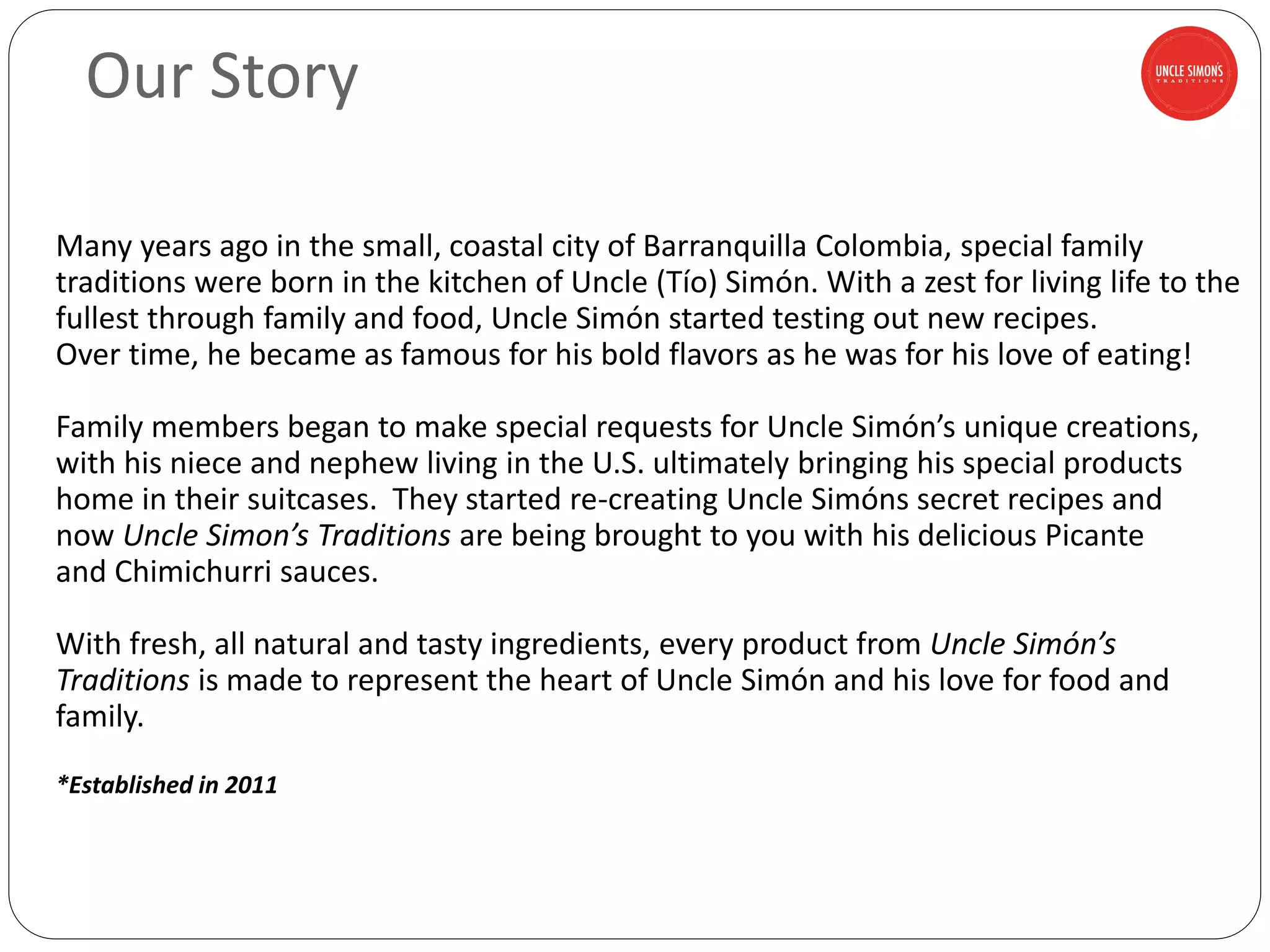 Uncle Simon's Traditions Overview | PPTX
