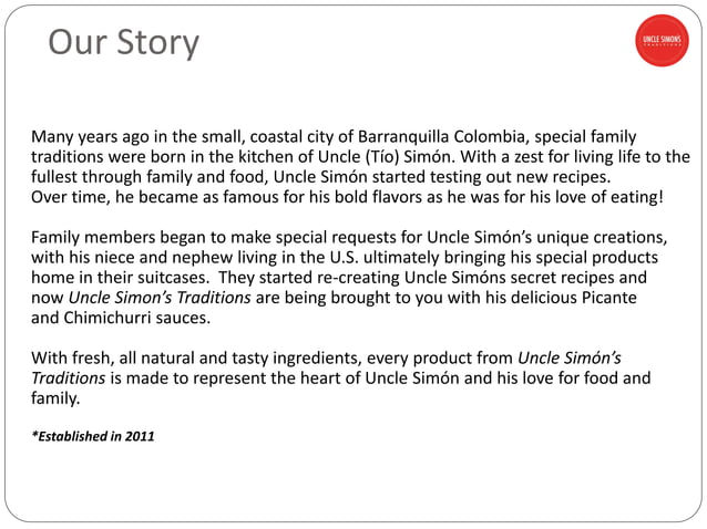 Uncle Simon's Traditions Overview | PPT