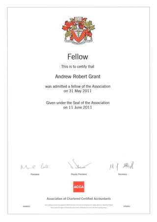 ACCA Fellowship Certificate | PDF
