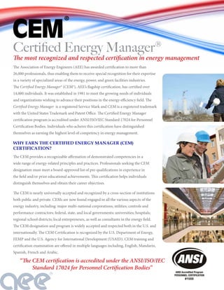 AEE CEM Certification Brochure | PDF