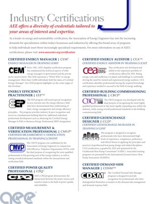 AEE CEM Certification Brochure | PDF