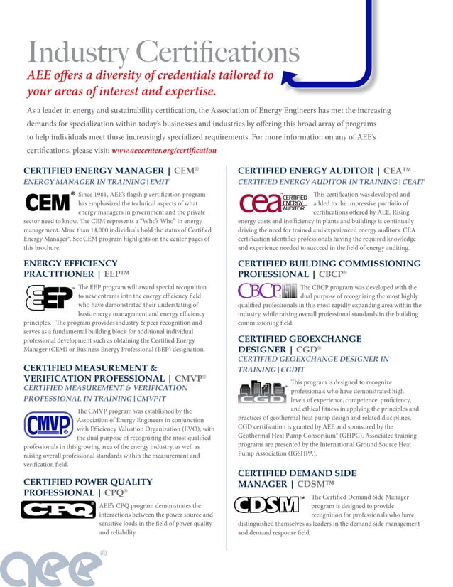 AEE CEM Certification Brochure | PDF