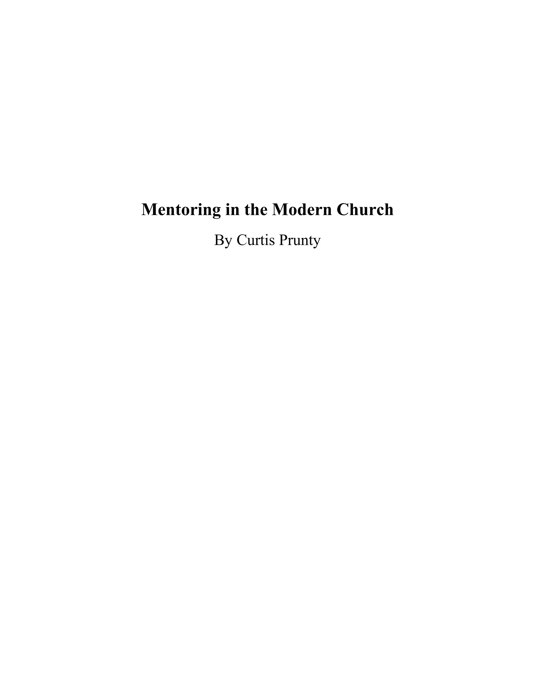 Mentoring in the Modern Church | PDF