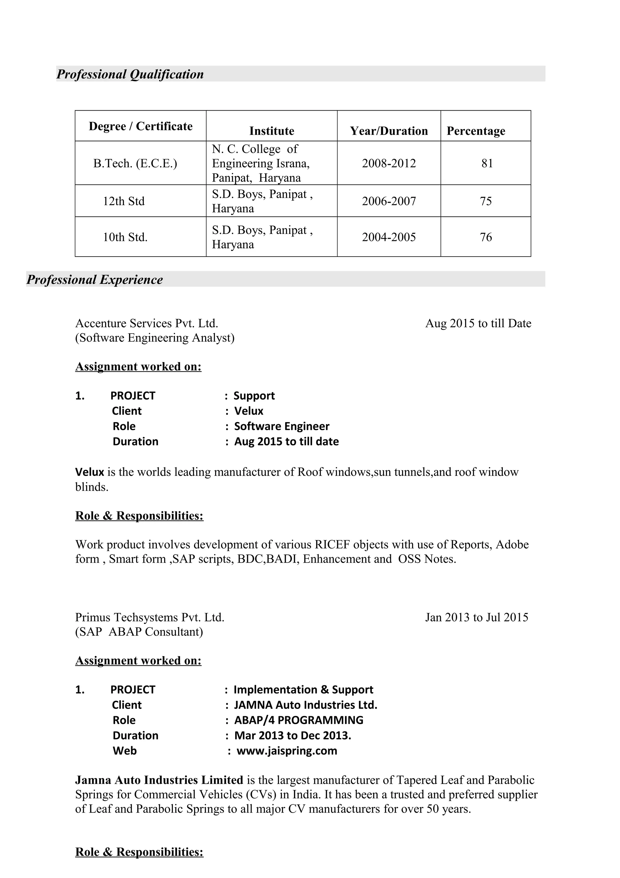 Anil CV ABAP | DOC | Computer Software and Applications | Computing