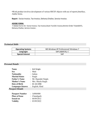 Anil CV ABAP | DOC | Computer Software and Applications | Computing