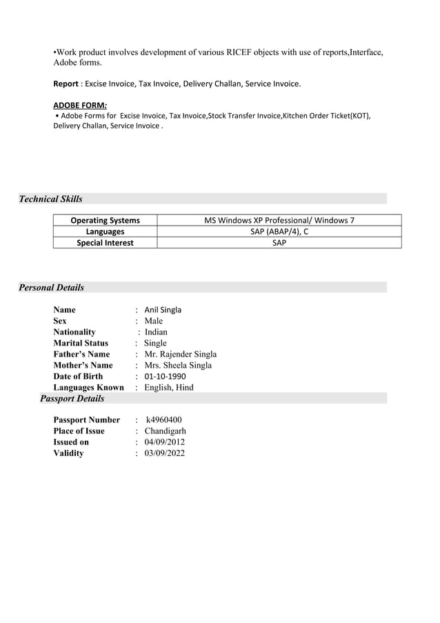 Anil CV ABAP | DOC | Computer Software and Applications | Computing