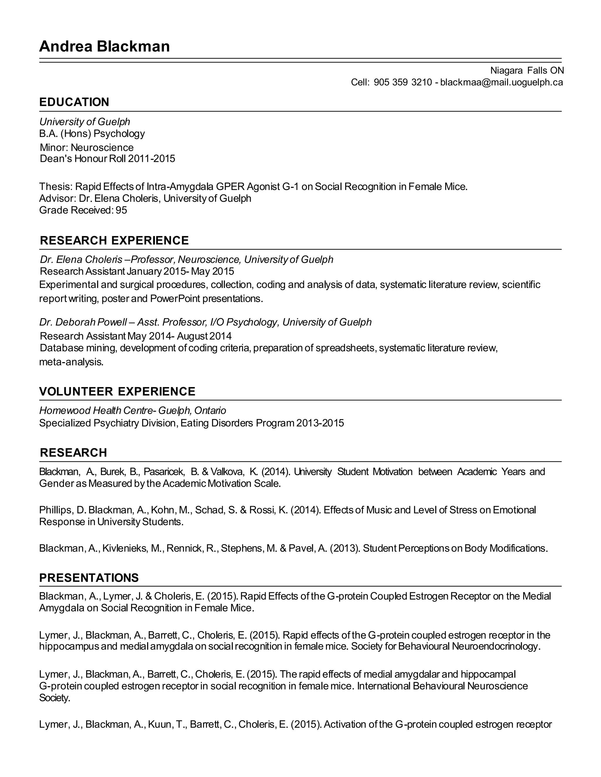 Andrea Blackman CV | PDF