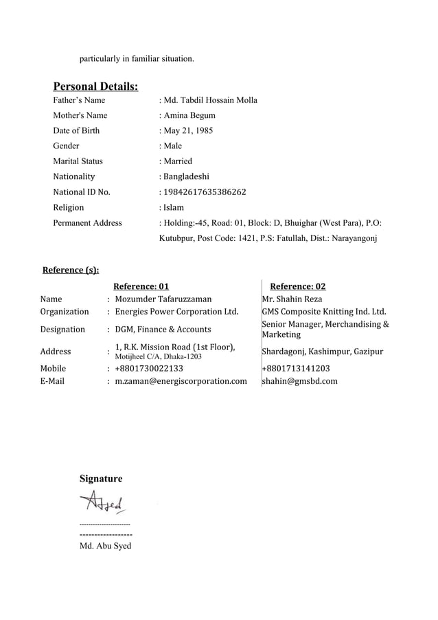 Resume-Md. Abu Syed | PDF