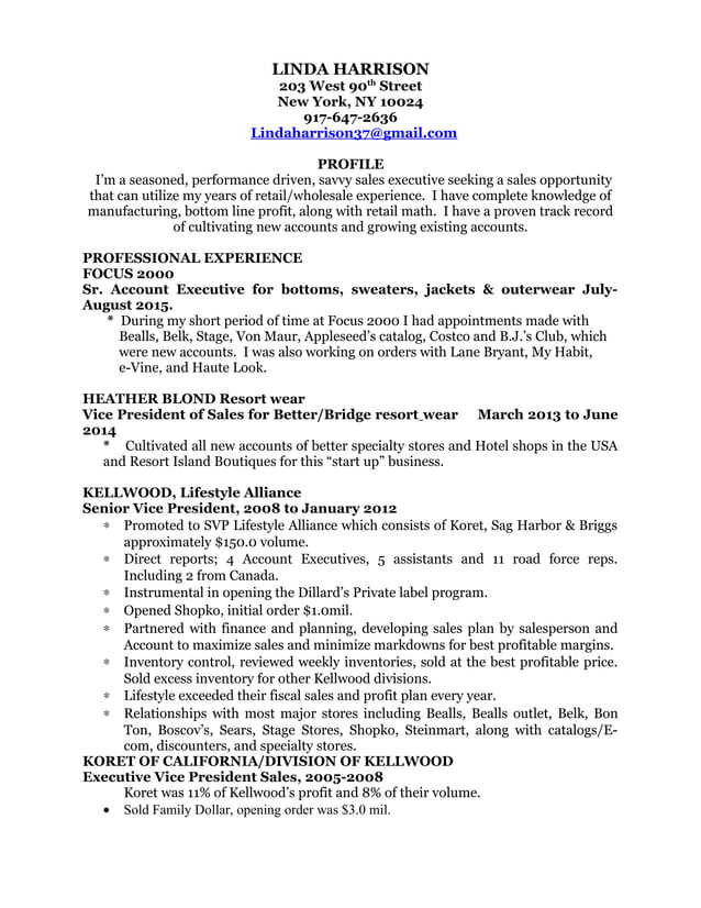 LINDA HARRISON RESUME 12B | PDF