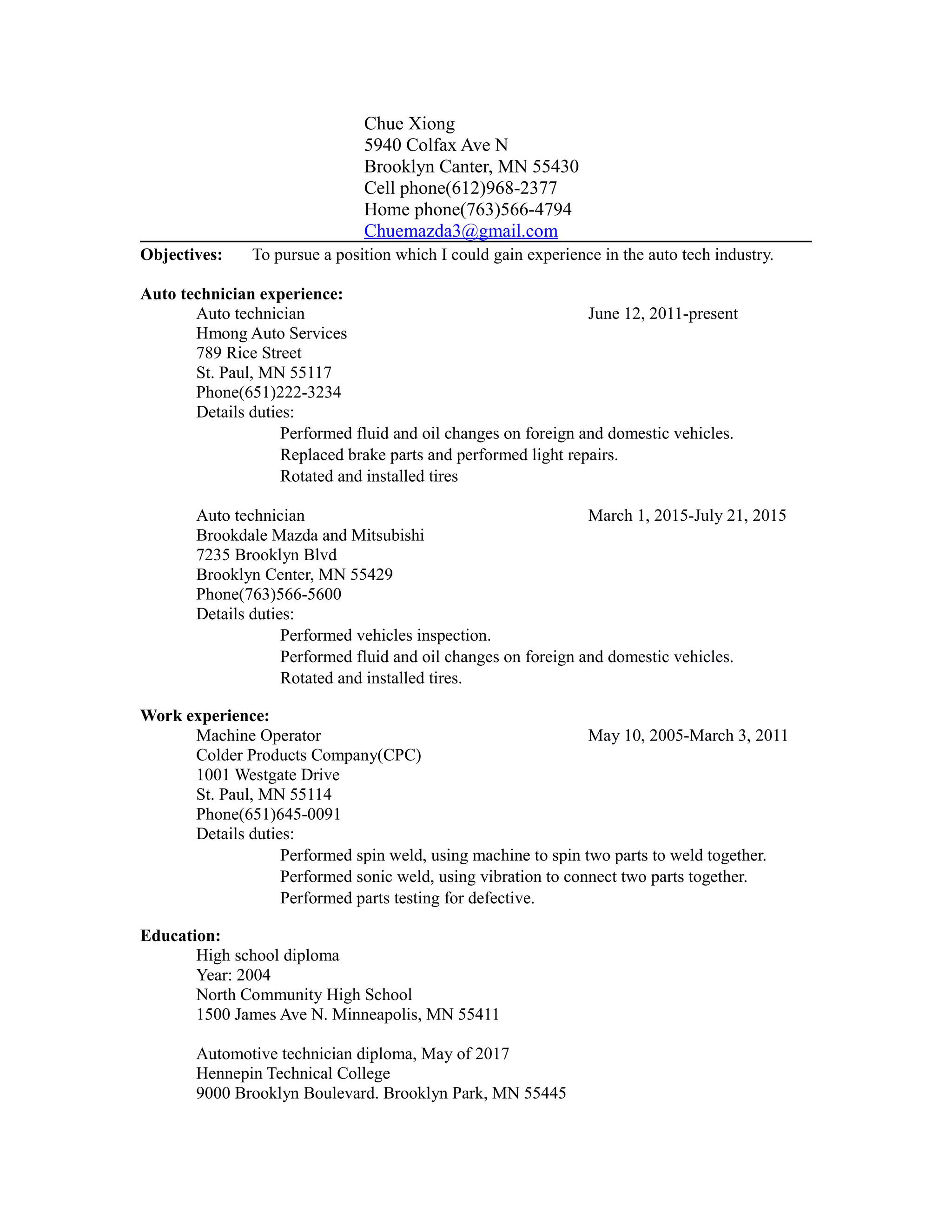 chue resume | PDF