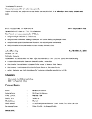 Abid HR Resume | DOC | Management Consulting Industry | Industries