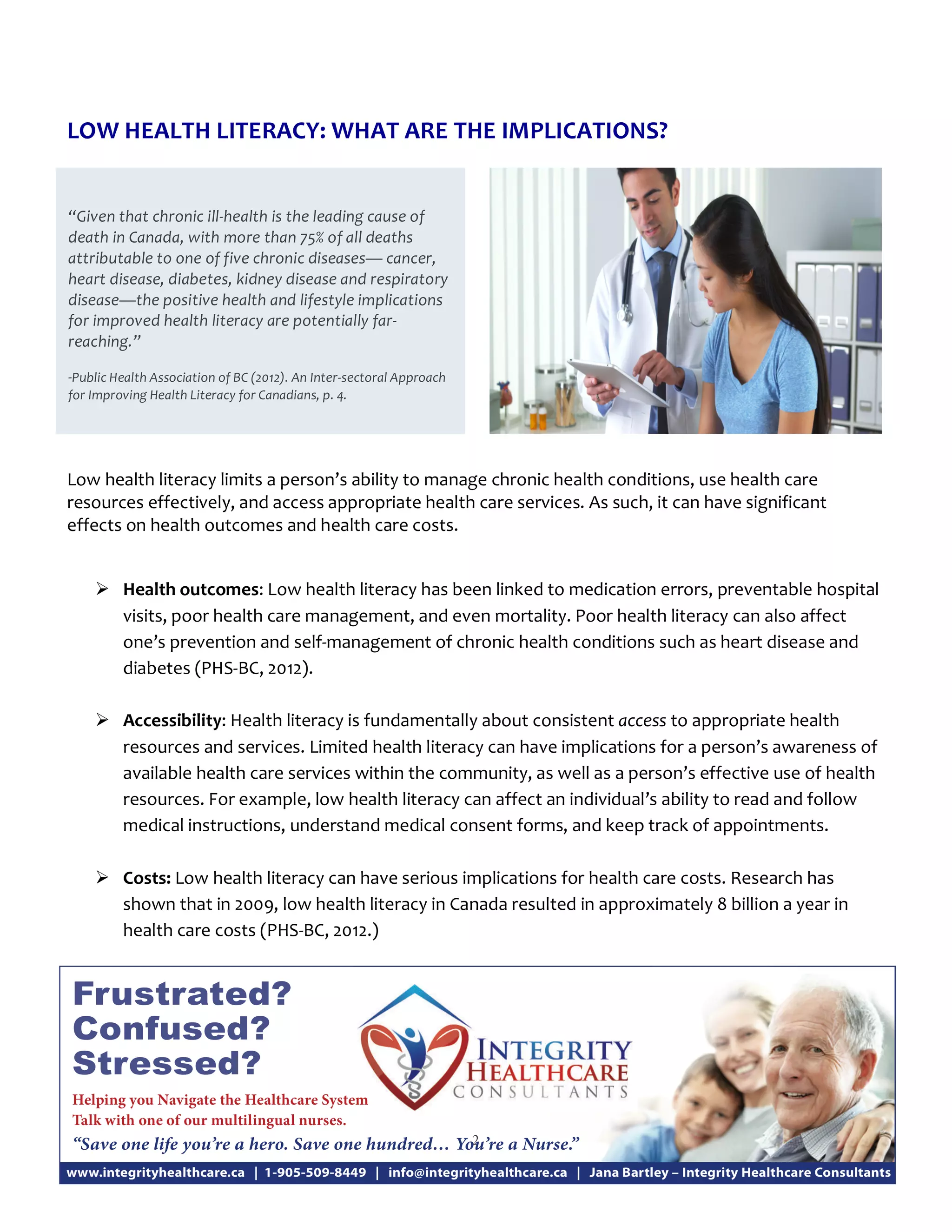 Health Literacy fact sheet WITH CASE STUDIES | PDF