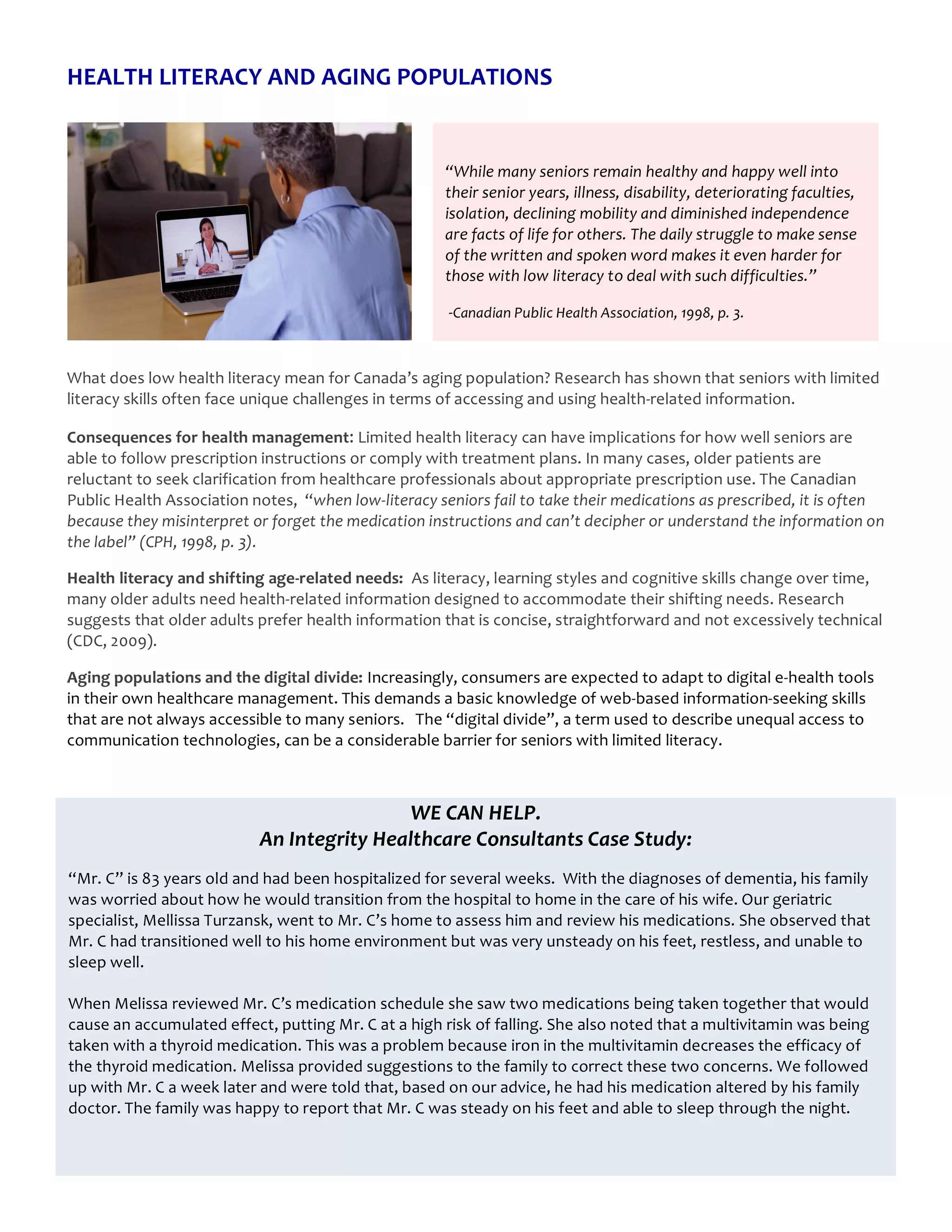 Health Literacy fact sheet WITH CASE STUDIES | PDF