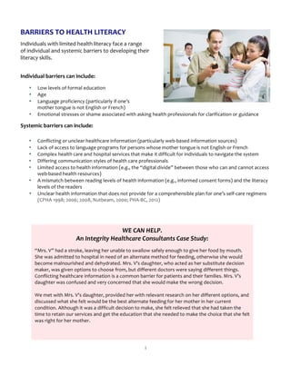 Health Literacy fact sheet WITH CASE STUDIES | PDF