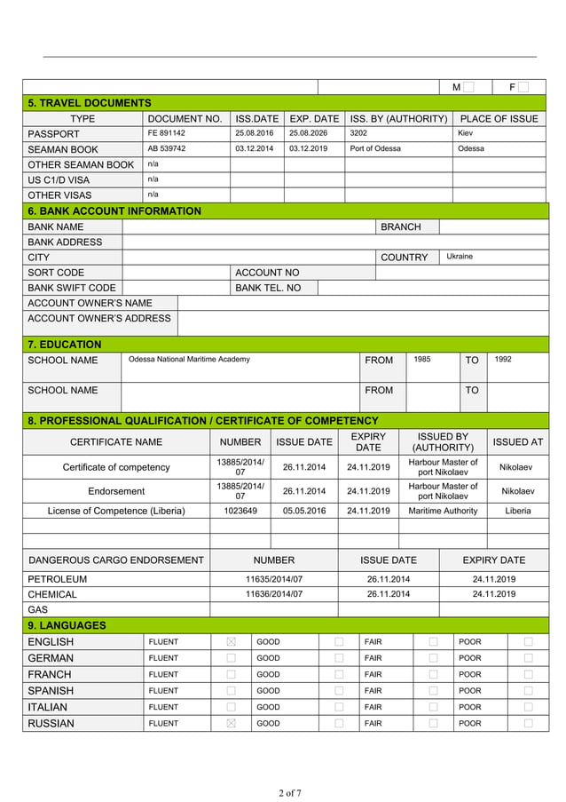 Application Form Chief Engineer | PDF