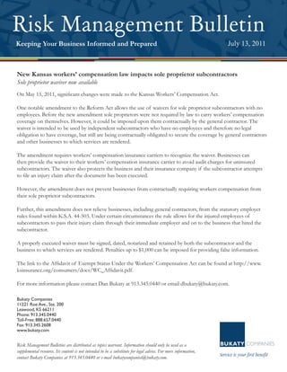 KS Sole Proprietor Work Comp Exclusion | PDF