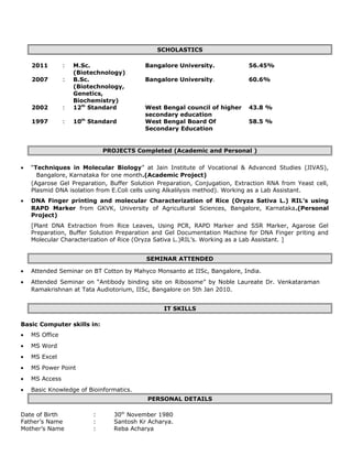 Atanu Acharya Resume 2015 | PDF