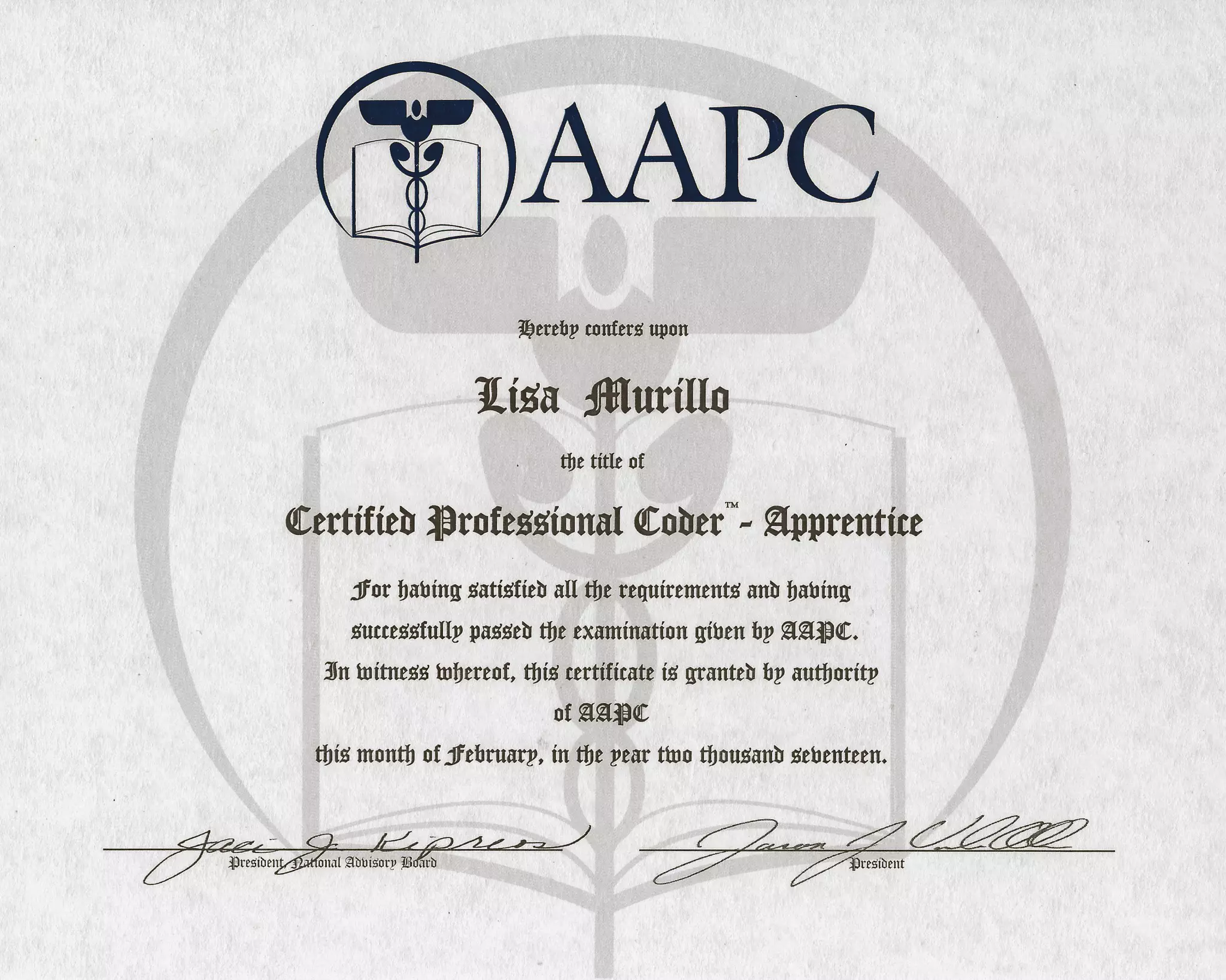 Lisa's AAPC Certification | PDF