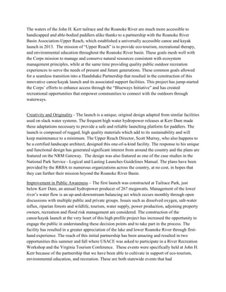 USACE National Award of Excellance-Tailrace Launch | PDF | Canoeing and ...