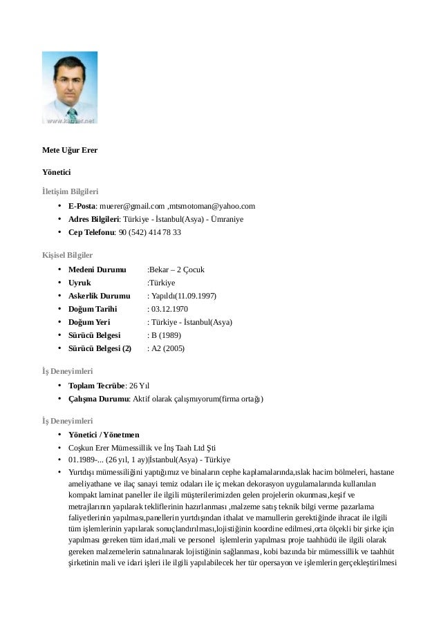 METE ERER CV2015 TURKCE