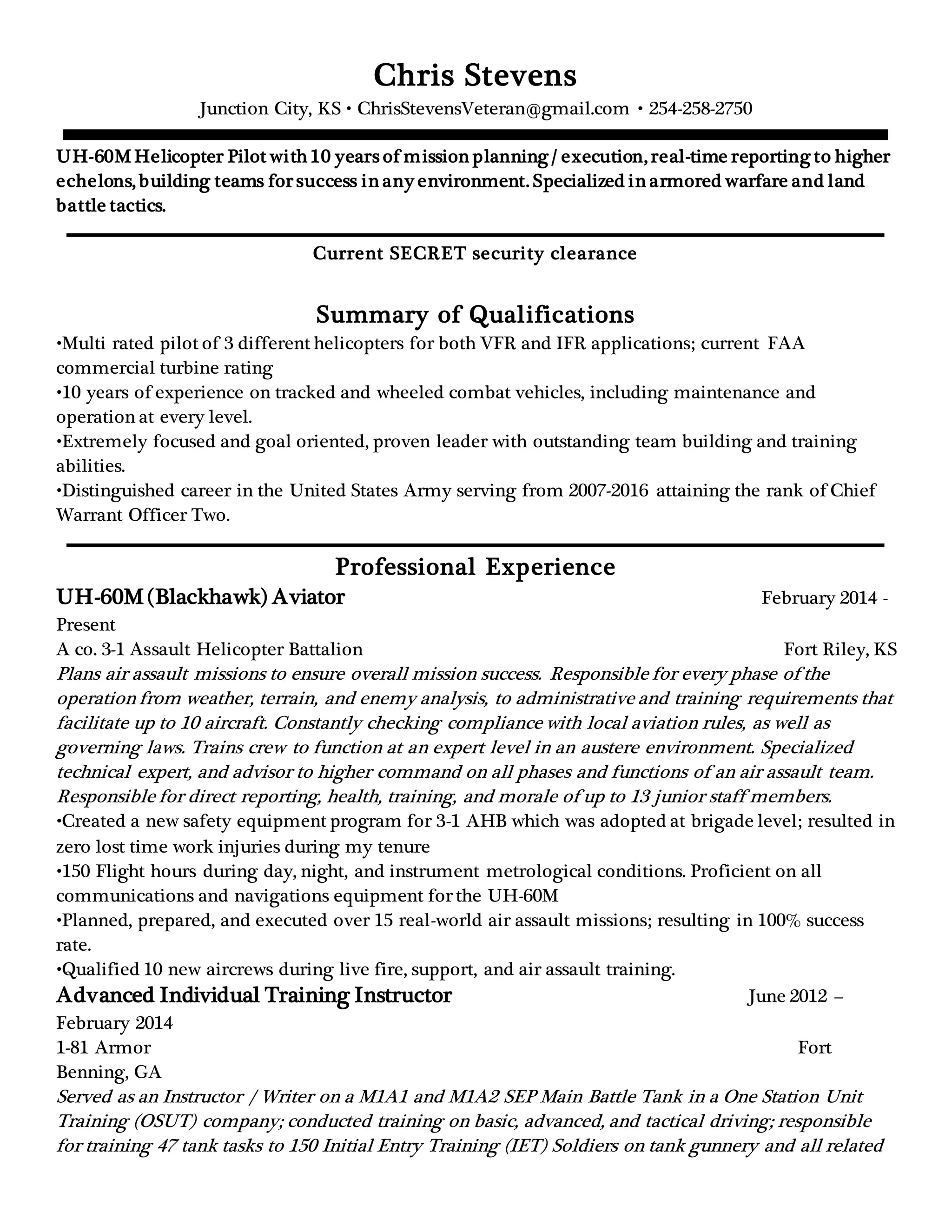 Current Resume Chris Stevens | DOCX