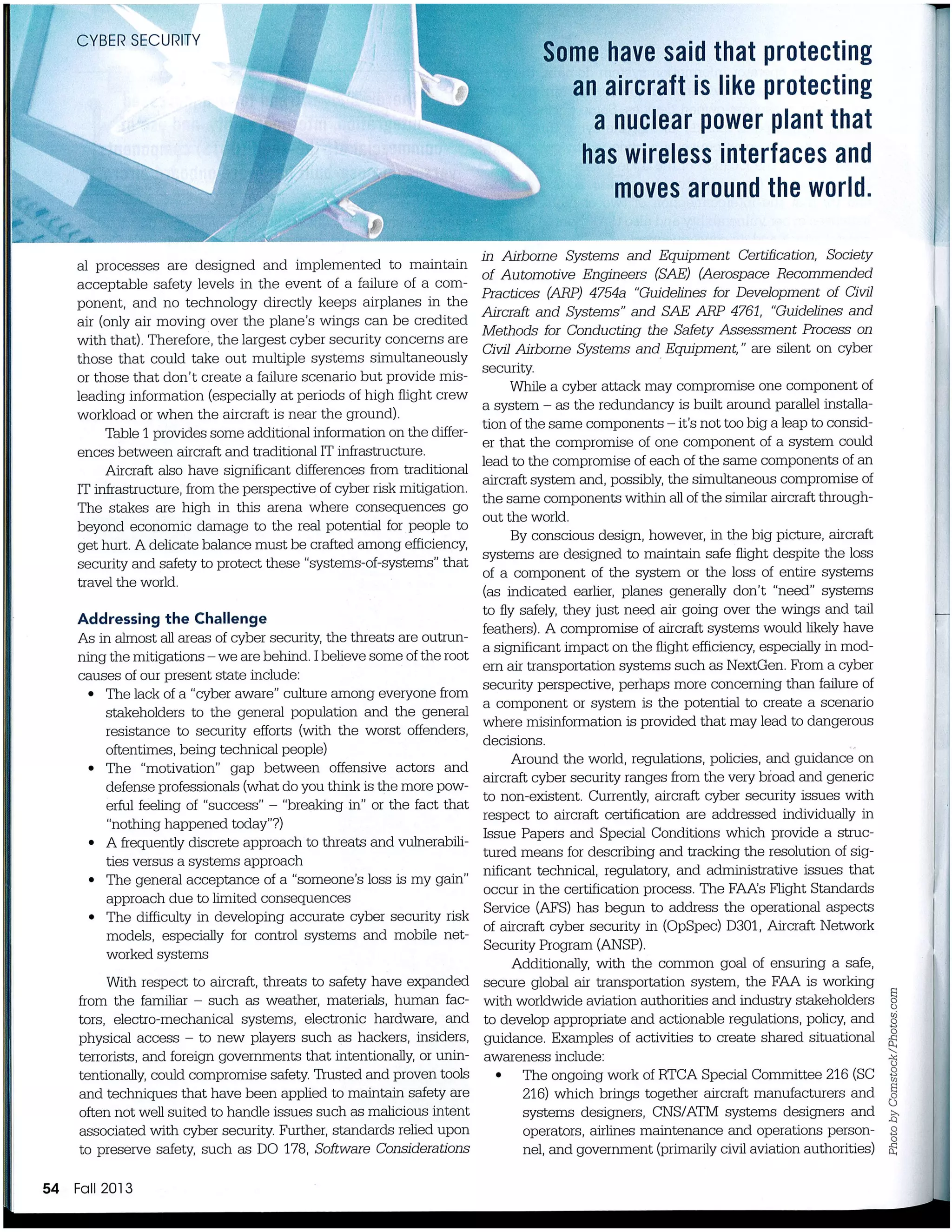 ATCA Aircraft Cyber Security Article 10-13 | PDF