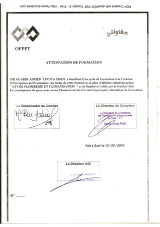 training certificate on entrepreneurship, | PDF