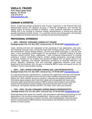 Sheila Frazier - Resume 2016 | PDF