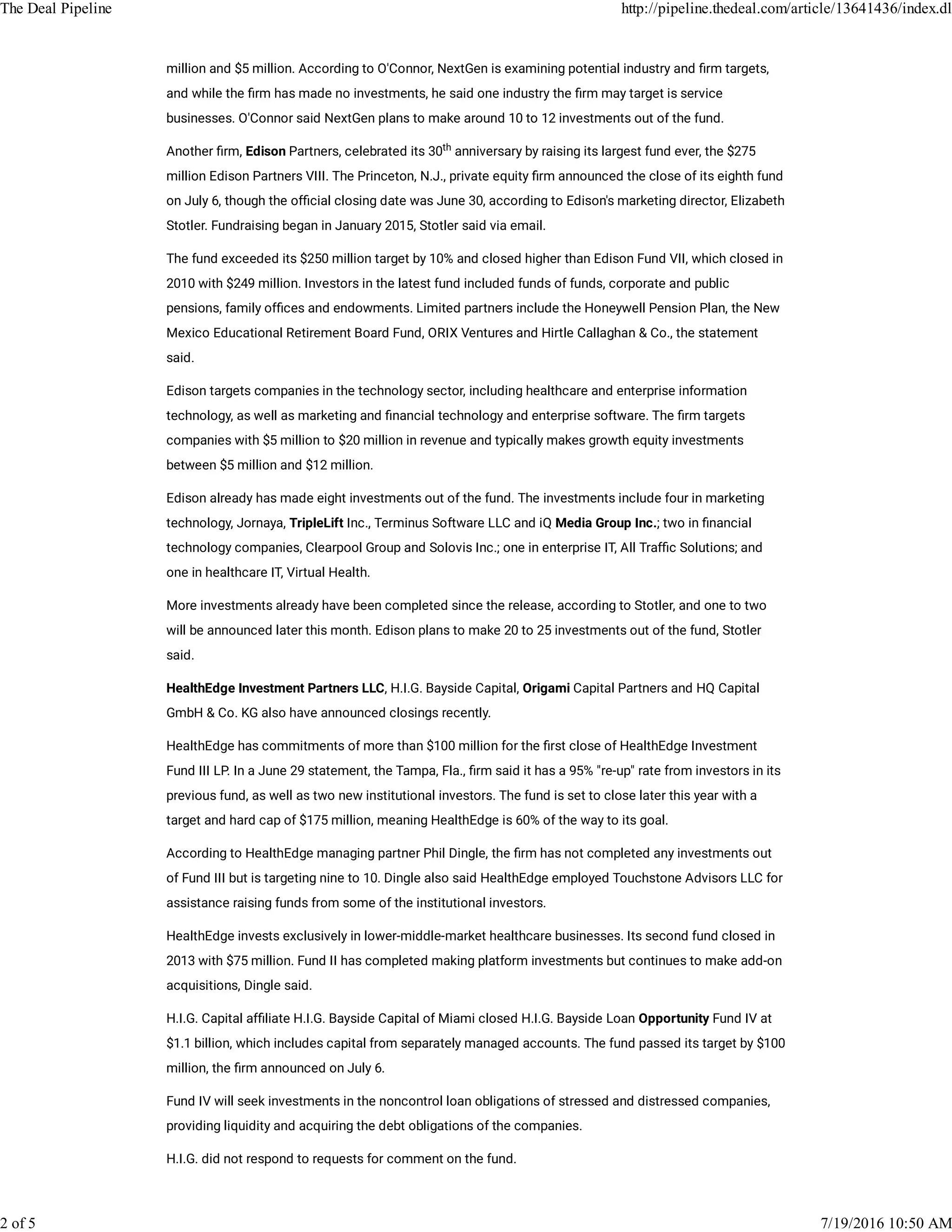 June-July fund closings | PDF