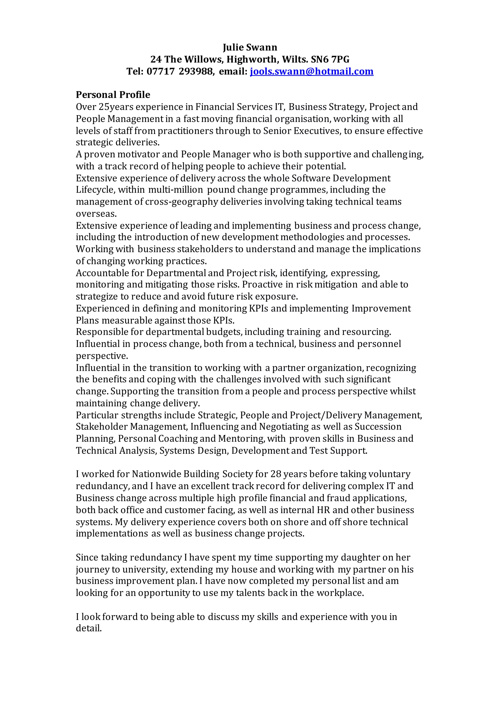 CV - Julie Swann Feb 16 | DOCX