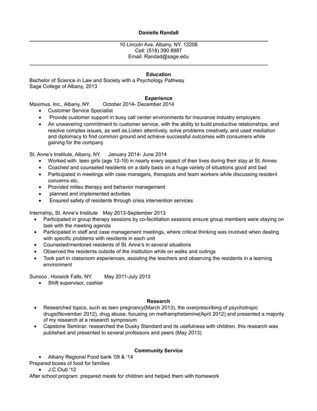 resume danielle | PDF