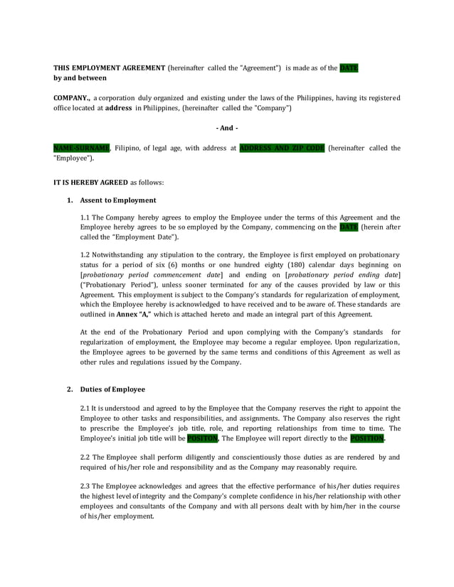 Employment Contract OLD | DOCX | Personal Taxes | Personal Finance