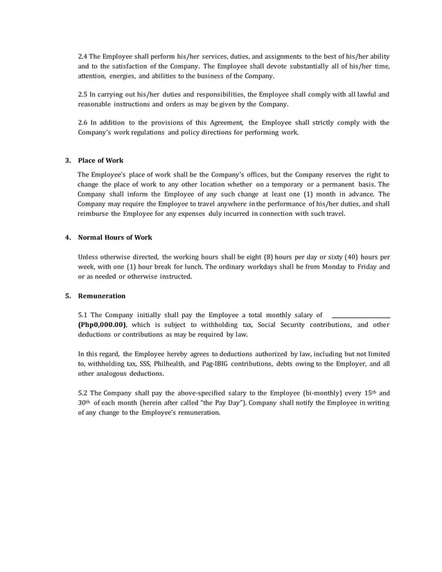 Employment Contract OLD | DOCX | Personal Taxes | Personal Finance