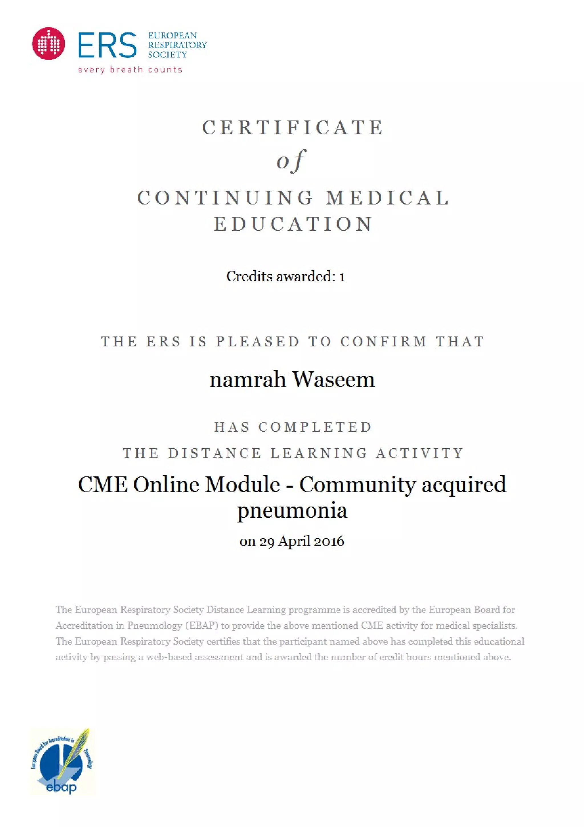 CAP certificate | PDF