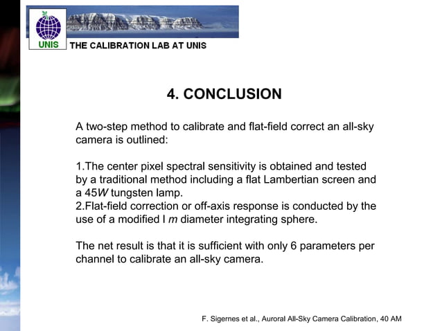 Auroral all-sky camera calibration | PPT