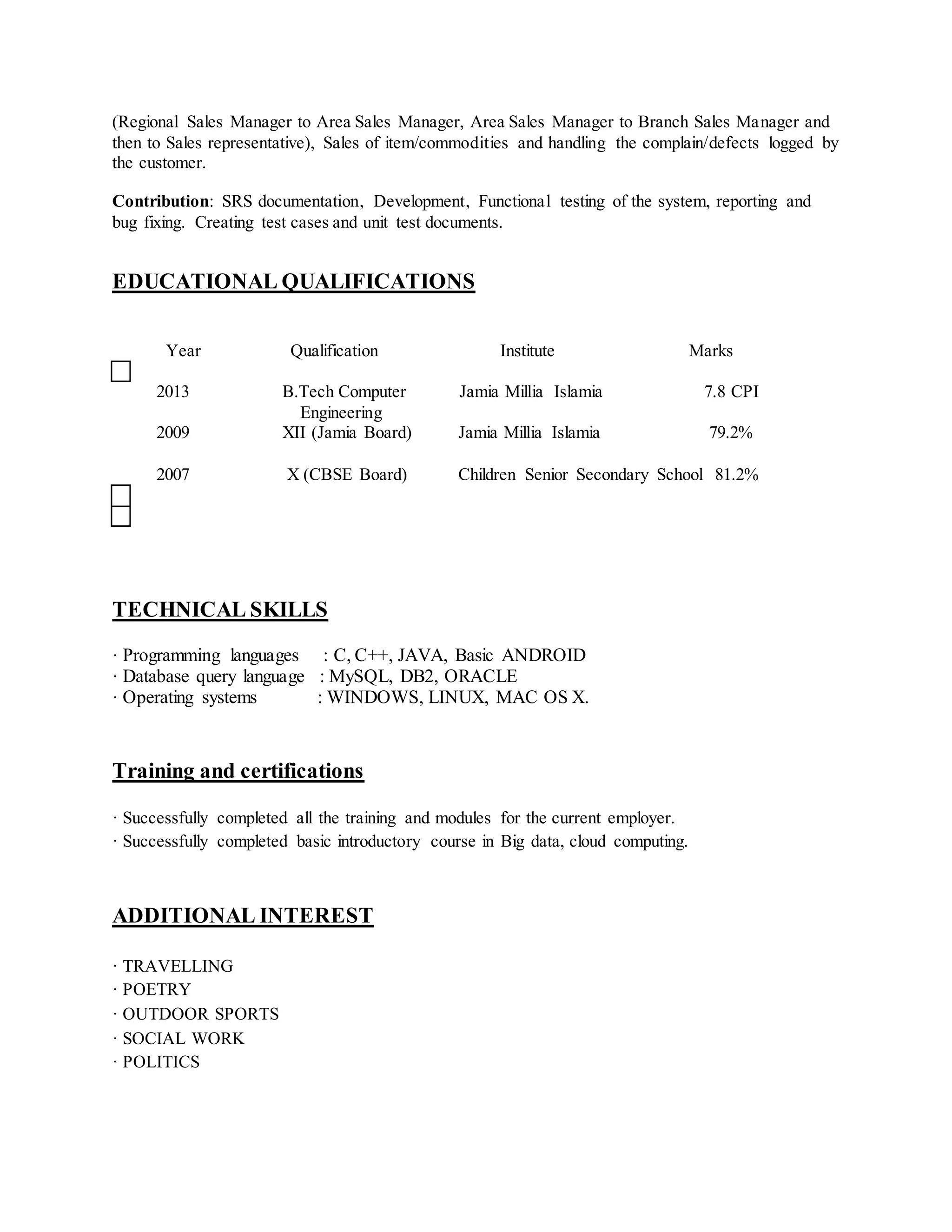 ZIA CV | DOCX | Databases | Computer Software and Applications