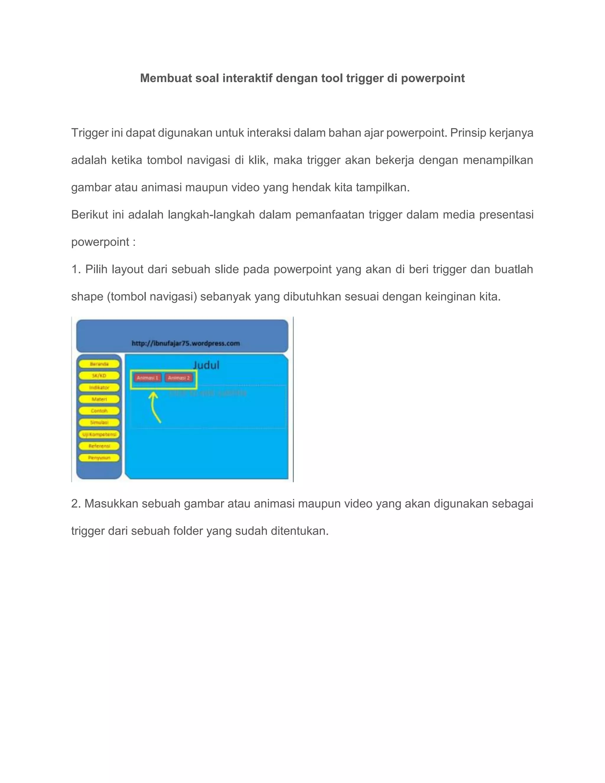 cara membuat soal dengan trigger | PDF
