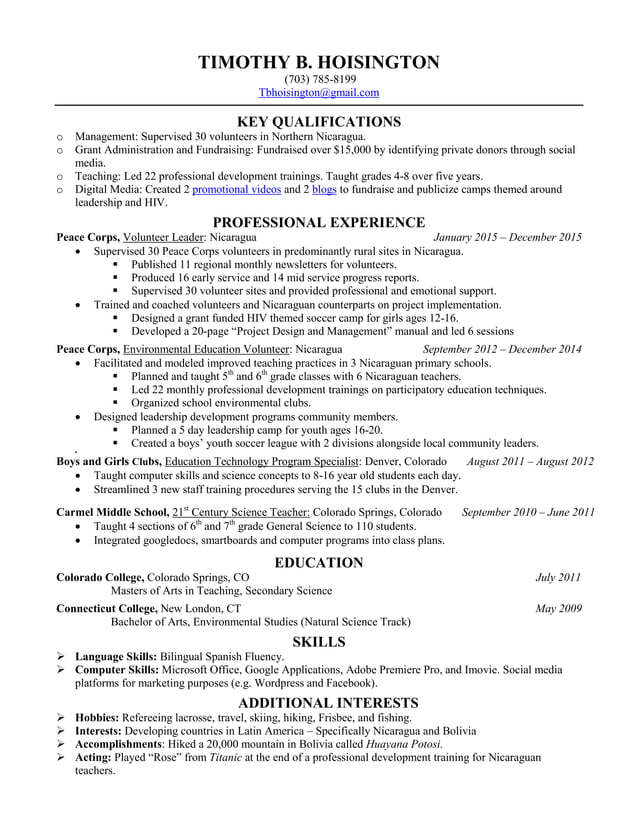 Resume - Tim Hoisington | PDF