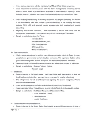 Brief Of Experience Background | DOC