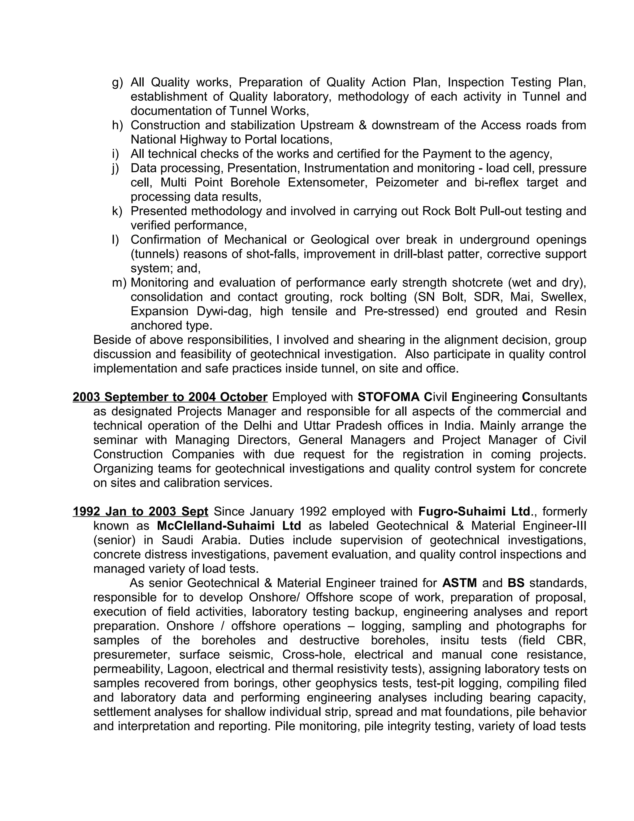 RESUME Senior Geotechnical & Material NATM Tunnel Engineer 21032015 | DOC