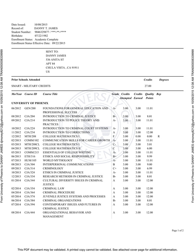 completed-transcript-8339999 (1) | PDF | College Education | Education