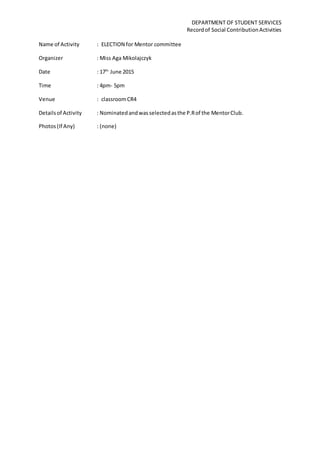 Mieerha Social Contribution Activities Report | DOCX | Prom | Personal ...