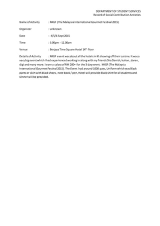 Mieerha Social Contribution Activities Report | DOCX | Prom | Personal ...