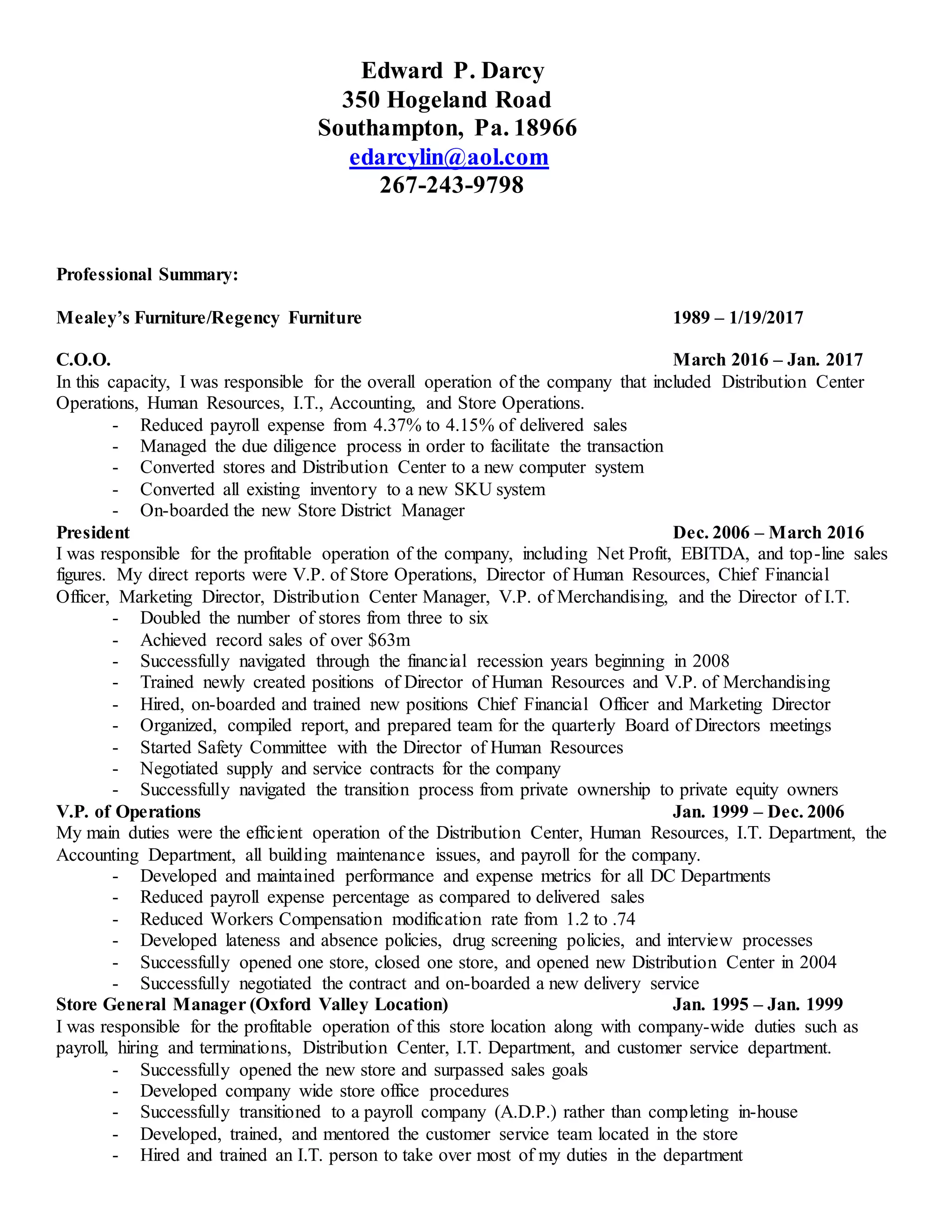 Resume- Ed Darcy 2017 | PDF