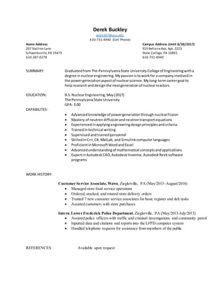 derek buckley resume updated | PDF